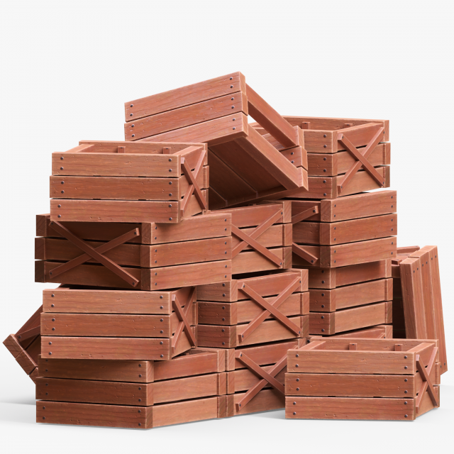 Wooden Boxes 3D Model in Other 3DExport