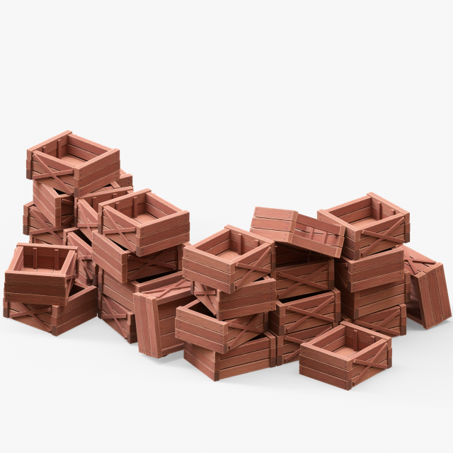 Wooden Boxes 3D Model in Other 3DExport