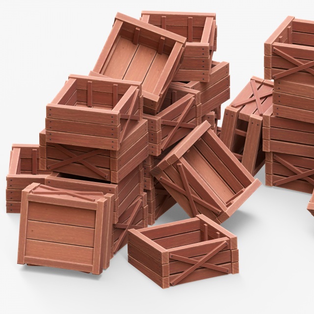 Wooden Boxes 3D Model in Other 3DExport