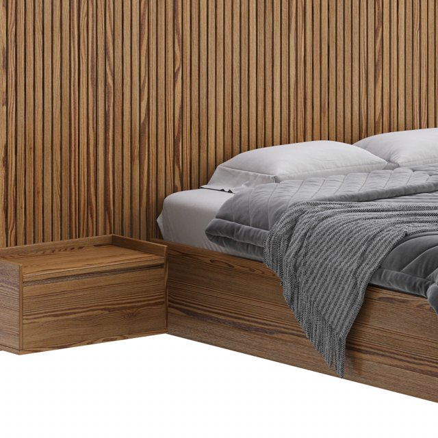 Batten White Oak Storage bed 3D Model in Bedroom 3DExport