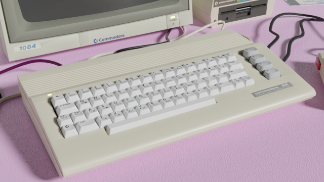 Commodore 64 c new model complete scene 3D Model in Computer 3DExport