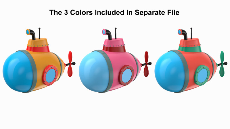 Cartoon Style Submarine Red 3D Model in Toys 3DExport