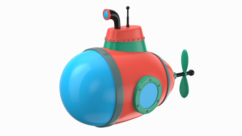 Cartoon Style Submarine Red 3D Model in Toys 3DExport