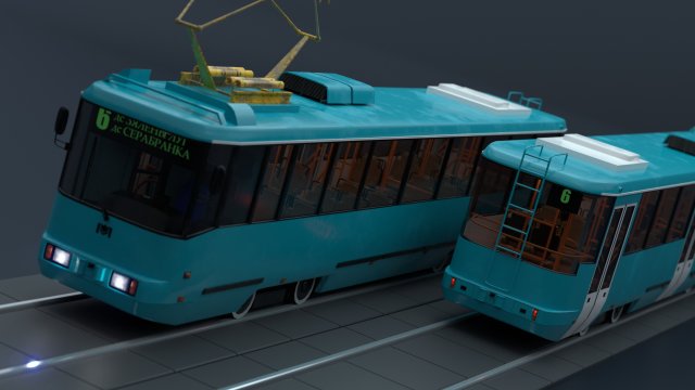 Minsk tramway - AKSM-60102 3D Model in Train 3DExport