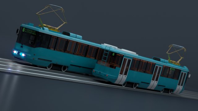 Minsk tramway - AKSM-60102 3D Model in Train 3DExport