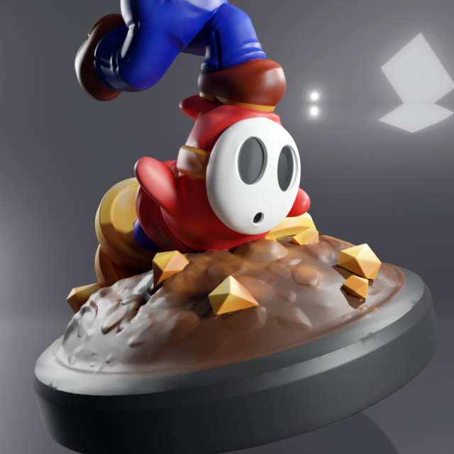 MARIO HITTING SHY GUY - SUPER MARIO FAN ART FIGURE 3D Принт Модель in ...