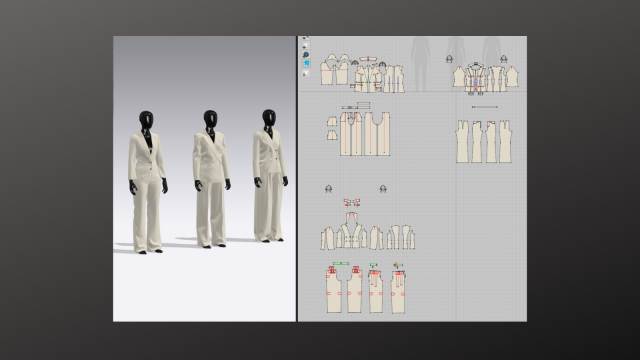 Woman Suit Set Modeling in Clo3D Marvelous Designer - 3 Suit - 6 Pieces ...