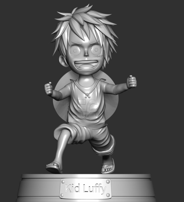One Piece - Kid Luffy 3D Print Model in Figurines 3DExport