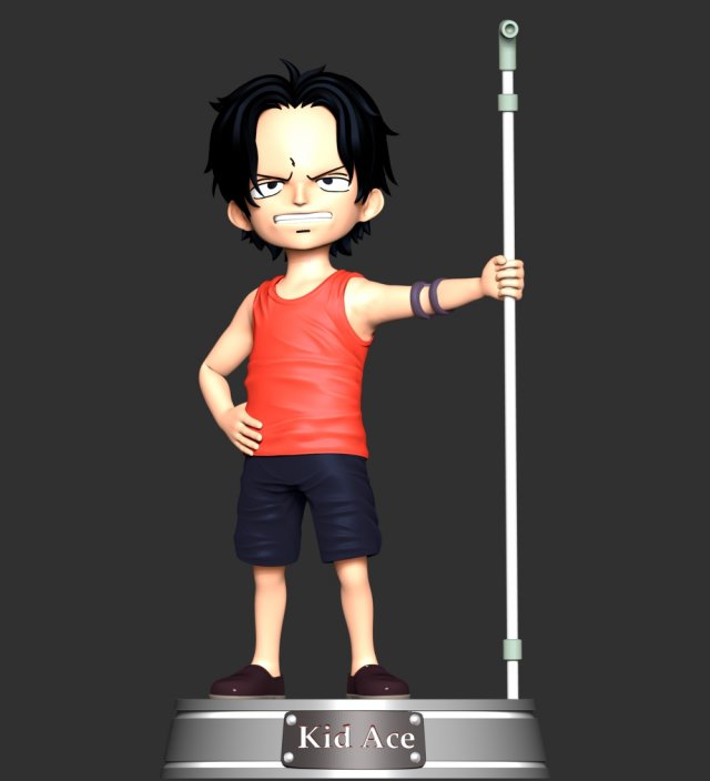 One Piece - Kid Ace 3D Print Model in Figurines 3DExport