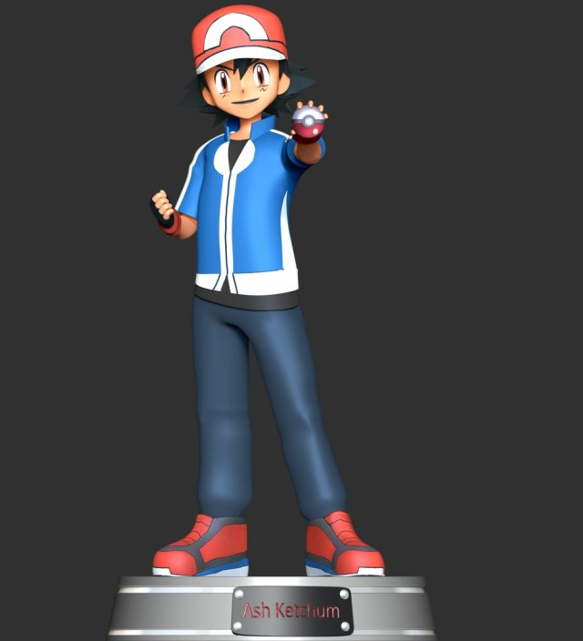 Ash Ketchum - Satoshi Pokmon 3D Print Model in Figurines 3DExport