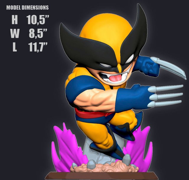 Chibi Wolverine 3D Print Model in Man 3DExport