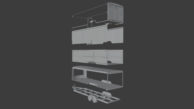 Car and Multi Purpose Enclosed Trailer 3D Model in Trailers 3DExport
