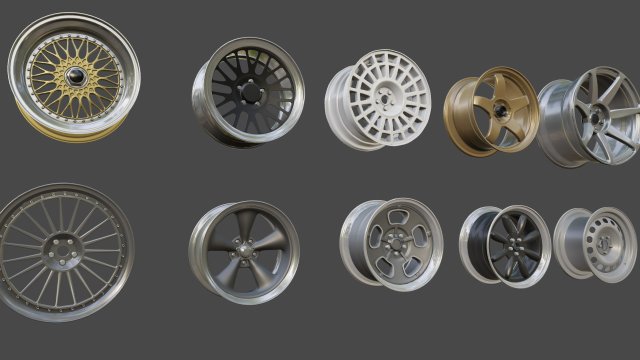 Collection of Wheels and Tires 3D Model in Parts of auto 3DExport