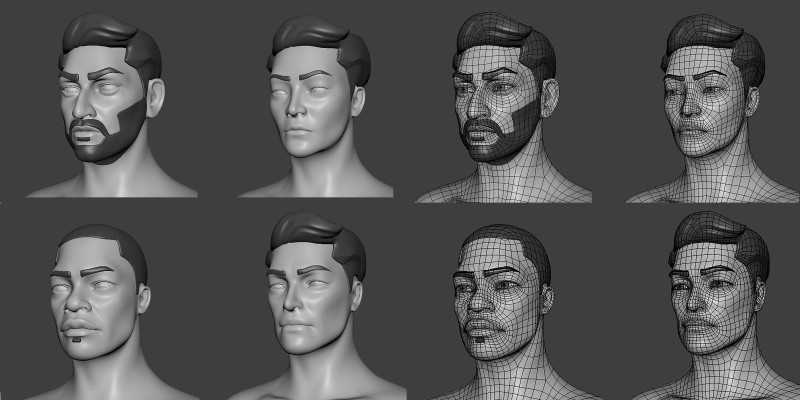 4 Male Races - Topology UV map 3D Model in Man 3DExport