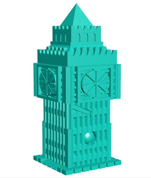 Clock tower 3D Print Model in Architecture 3DExport