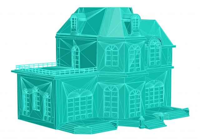 Mansion 3D Print Model in Architecture 3DExport