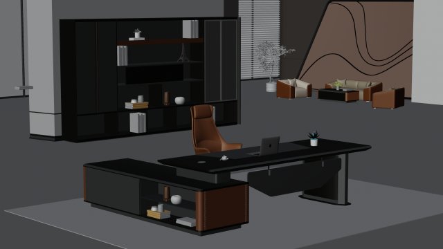 Blender 3D Modern Boss Office 3D Model in Office 3DExport