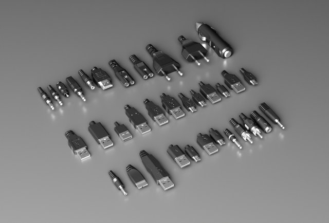 USB connectors Pack 3D blender model 3D Model in Parts 3DExport