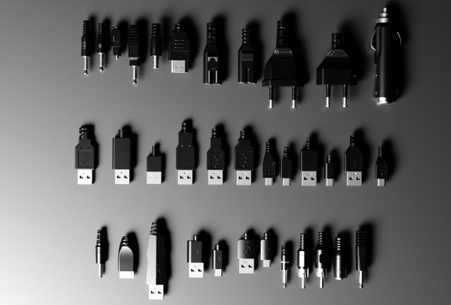 USB connectors Pack 3D blender model 3D Model in Parts 3DExport