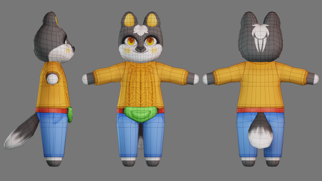 Cute raccoon model 3D Model in Cartoon 3DExport