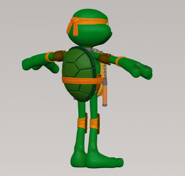 Ninja Turtle Michelangelo 3D Model in Cartoon 3DExport