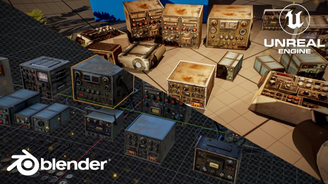 Control Panels Kit Retro computer Retro radio station 3D Kitbash Asset ...