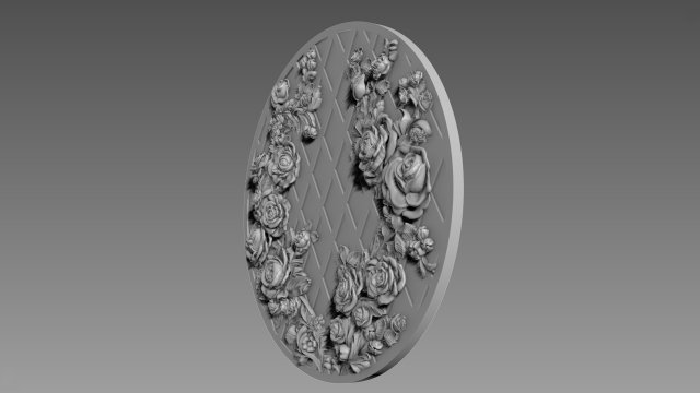 Roses Bas-relief 3D Model in Decoration 3DExport