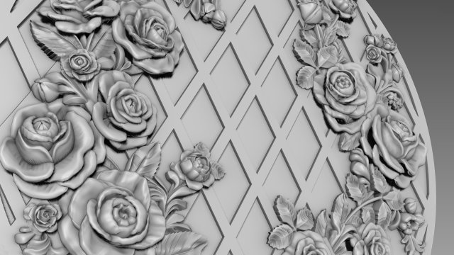 Roses Bas-relief 3D Model in Decoration 3DExport