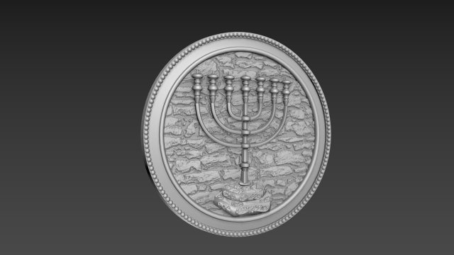 Menorah Bas-Relief 3D Model in Jewellery 3DExport