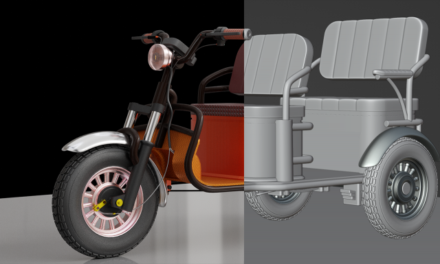 3D Electronic Auto-Rickshaw 3D Model in Motorcycle 3DExport