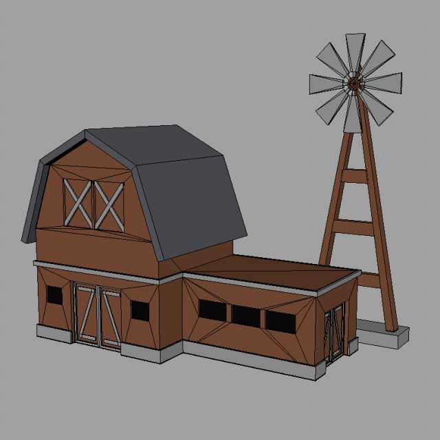 Low poly farm Buildings 01 3D Model in Buildings 3DExport