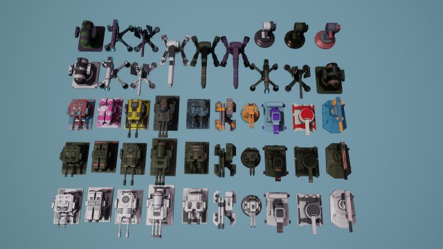 Heavy Stationary Guns Pack 3D Model in Artillery 3DExport