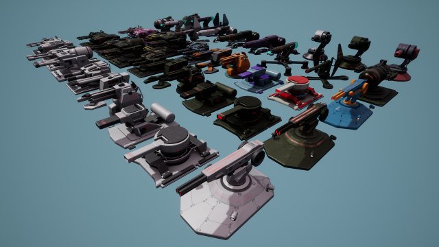 Heavy Stationary Guns Pack 3D Model in Artillery 3DExport