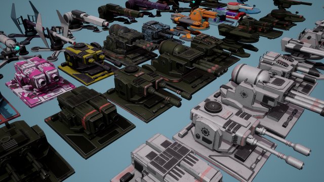 Heavy Stationary Guns Pack 3D Model in Artillery 3DExport