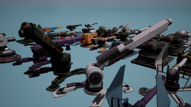Heavy Stationary Guns Pack 3D Model in Artillery 3DExport