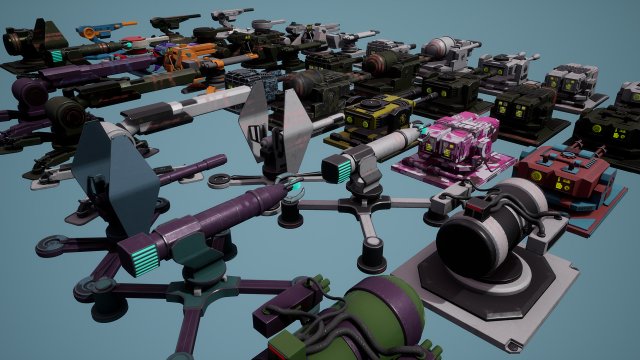 Heavy Stationary Guns Pack 3D Model in Artillery 3DExport