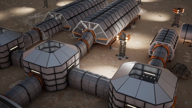 LowPoly Modular Space Station 3D Model in Fantasy Spacecraft 3DExport