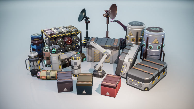 Sci-Fi Props Pack 3D Model in Shipping Containers 3DExport