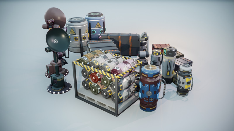 Sci-Fi Props Pack 3D Model in Shipping Containers 3DExport