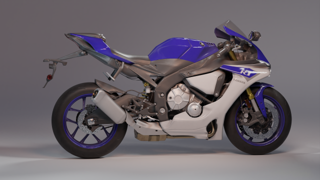 Yamaha R1 Rigged and Animated Model 3D in Sepeda motor 3DExport