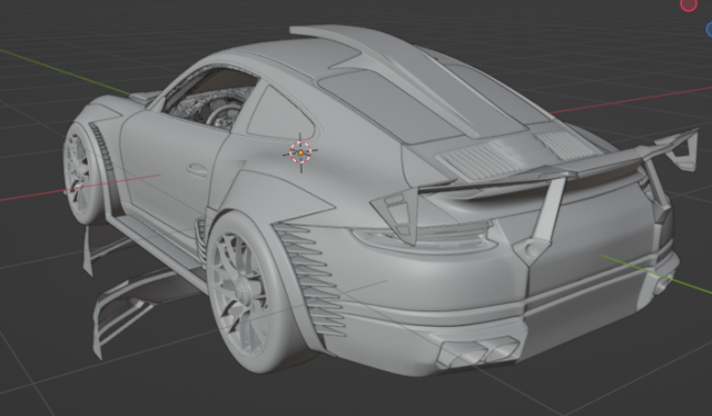 Custom bodywork on a Porsche 911 3D Model in Parts of auto 3DExport