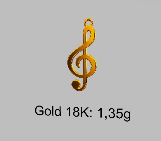 Treble clef Pendant 3D Print Model in Earrings 3DExport