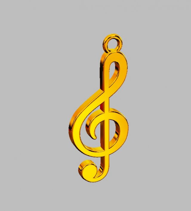 Treble clef Pendant 3D Print Model in Earrings 3DExport