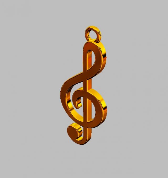 Treble clef Pendant 3D Print Model in Earrings 3DExport