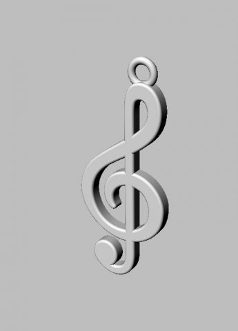 Treble clef Pendant 3D Print Model in Earrings 3DExport