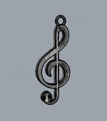 Treble clef Pendant 3D Print Model in Earrings 3DExport