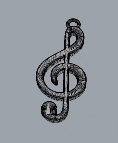 Treble clef Pendant 3D Print Model in Earrings 3DExport