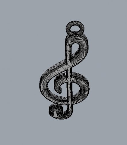Treble clef Pendant 3D Print Model in Earrings 3DExport