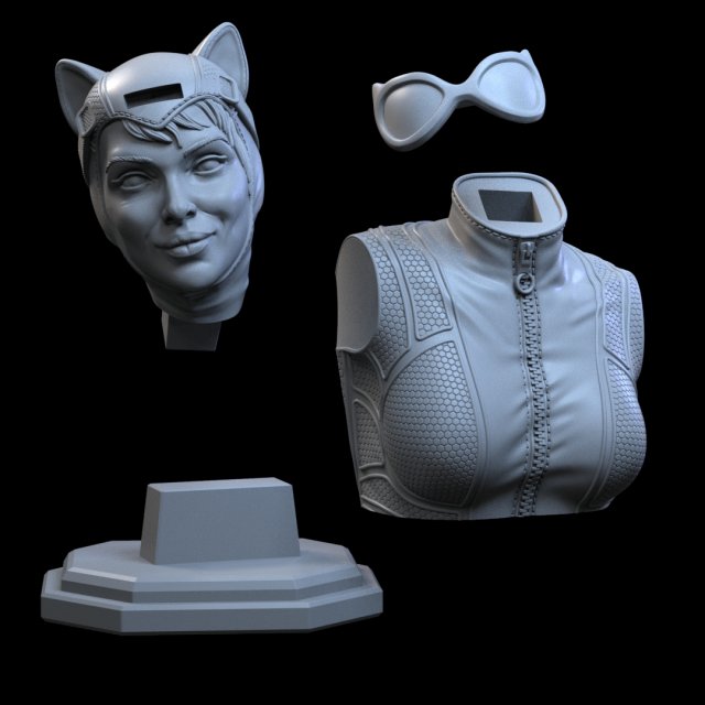 STL CATWOMAN BUST 3D PRINT 3D Print Model in Woman 3DExport