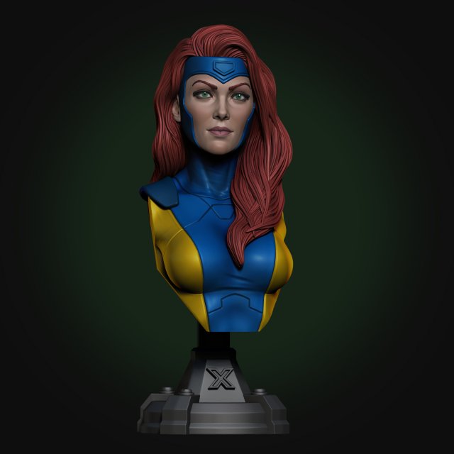 STL JEAN X- MEN BUST 3D PRINT 3D Print Model in Woman 3DExport